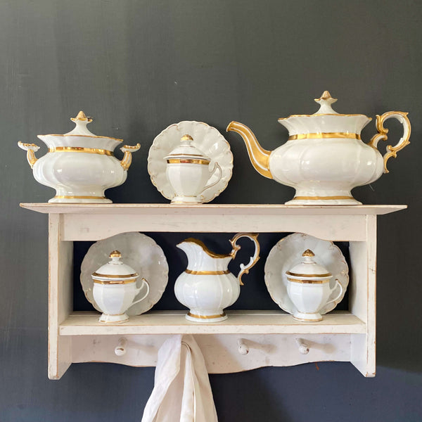Antique Royal Vienna Tea Service Set - Gold and White Porcelain - Circ ...