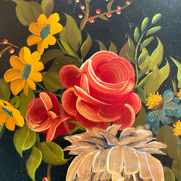 Unusual Handpainted Tole Tray - 17" Inch Round Scallop Shape – In The ...