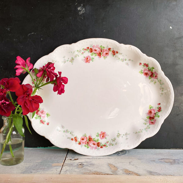 Antique Small Homer Laughlin Platter with Pink Roses Platter - Hudson ...