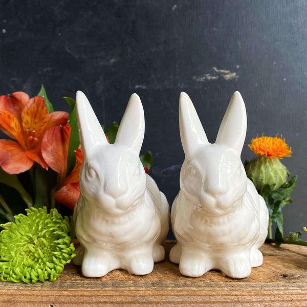 Vintage Pair of Ceramic White Bunny Rabbits by Midwest Taiwan circa 19 ...