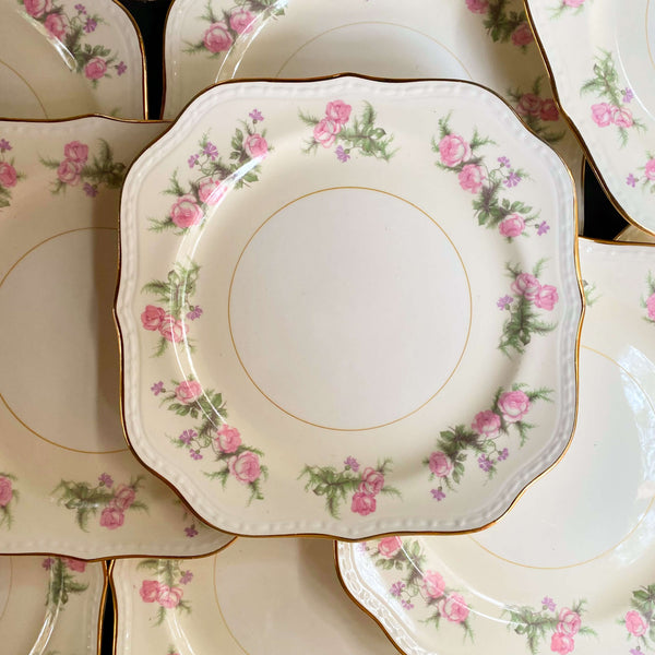 Vintage 1940s Square Salad Plates - Heather Rose Georgian Eggshell by ...