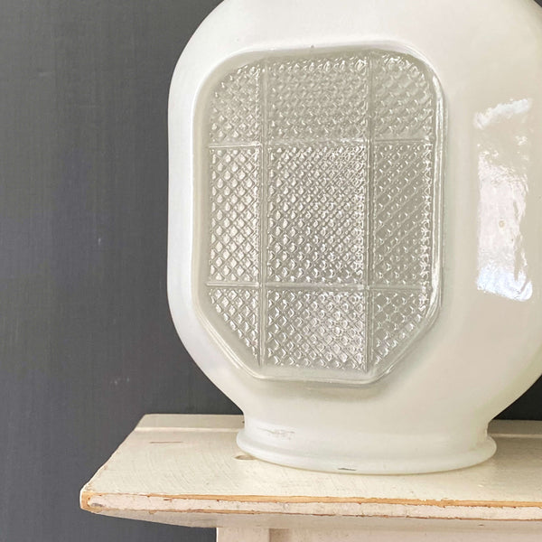 Vintage 1950s White Glass Light Fixture for Hall or Foyer with Pattern ...
