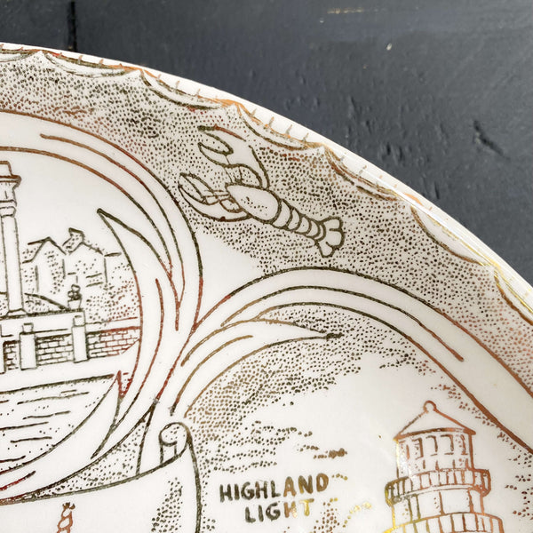 Vintage 1960s Gold Cape Cod Souvenir Plate from the Colonial Gift Coac ...