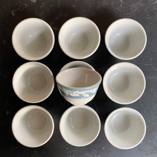 Vintage Sterling Restaurant Ware Soup Cups with Blue Airbrushed Design ...