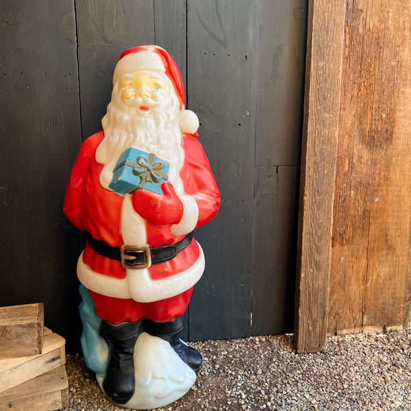 Vintage 1970s Indoor Outdoor Plastic Santa circa 1971 - Working Condit ...