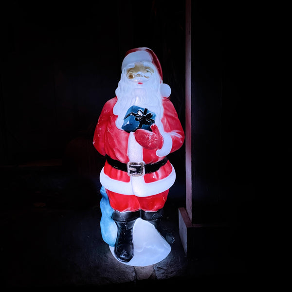 Vintage 1970s Indoor Outdoor Plastic Santa circa 1971 - Working Condit ...