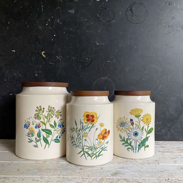Vintage Ceramic Canisters with Wildflower Pattern- Made by Hyalyn - Se ...