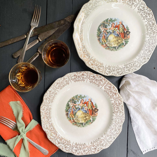 Vintage Dancing Couple Dinner Plates by Sabin - Set of Two circa 1940s ...