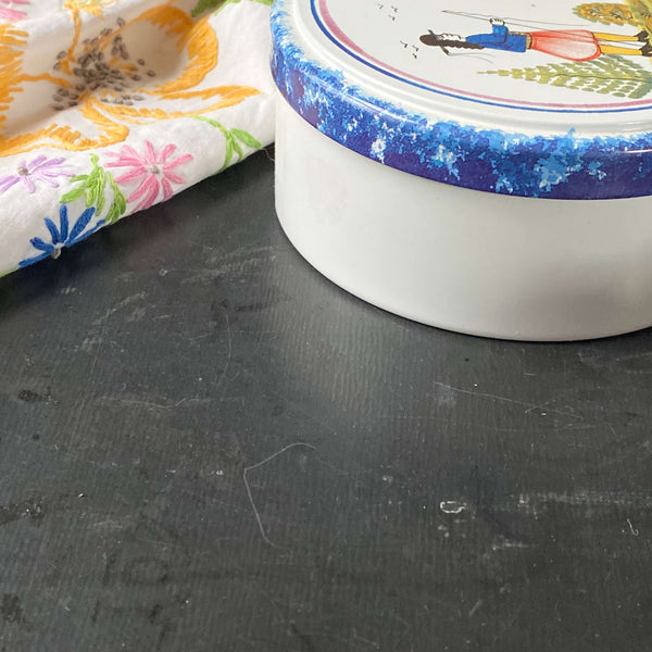 Small French Metal Storage Tin - Quimper Pattern Made by Massilly – In ...