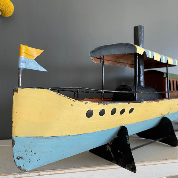 Vintage 1950s Tin Boat Model - African Queen - Nautical Midcentury Dec ...