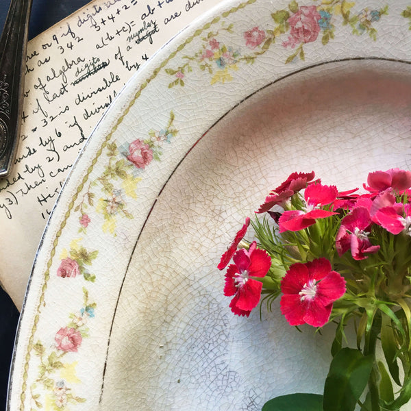 Antique Knowles Taylor & Knowles Pink Rose Floral Platter circa early ...