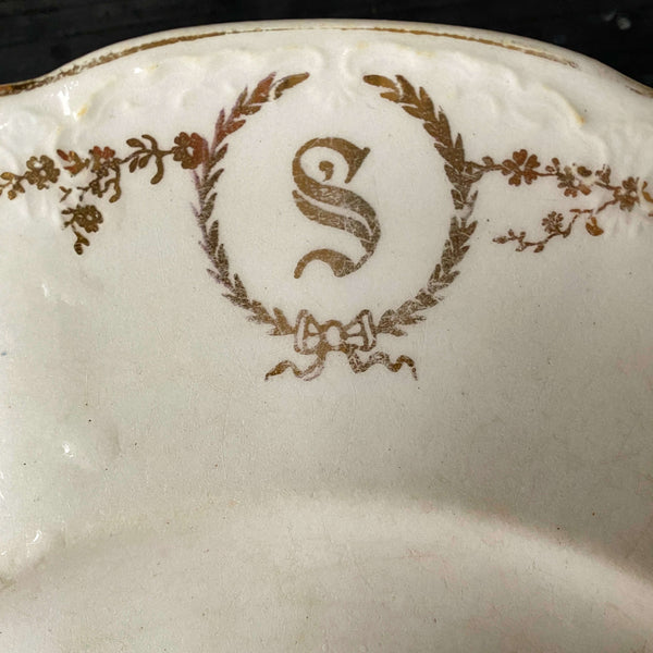 Antique Gold and White Monogrammed S Luncheon Plates - Set of Four Hom ...