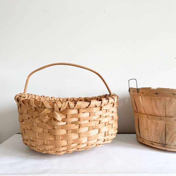 Primitive Handmade Split Oak Gathering Basket - 17x14 – In The Vintage ...