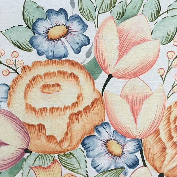 Vintage Handpainted Wood Cheese Box Round - Floral Painting Signed - 1 ...