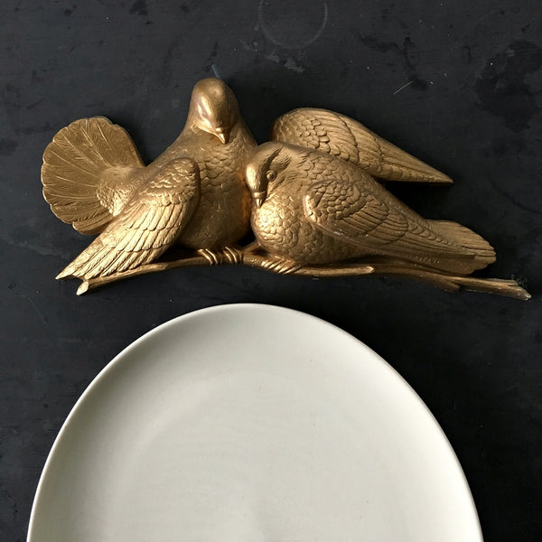 Vintage Burwood Dove Lovebirds Wall Plaque - No. 2024 1970s Gold Home ...