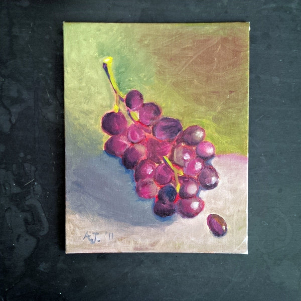 8x10 Portrait Painting of Grapes - Original Acrylic Still Life - Signe ...