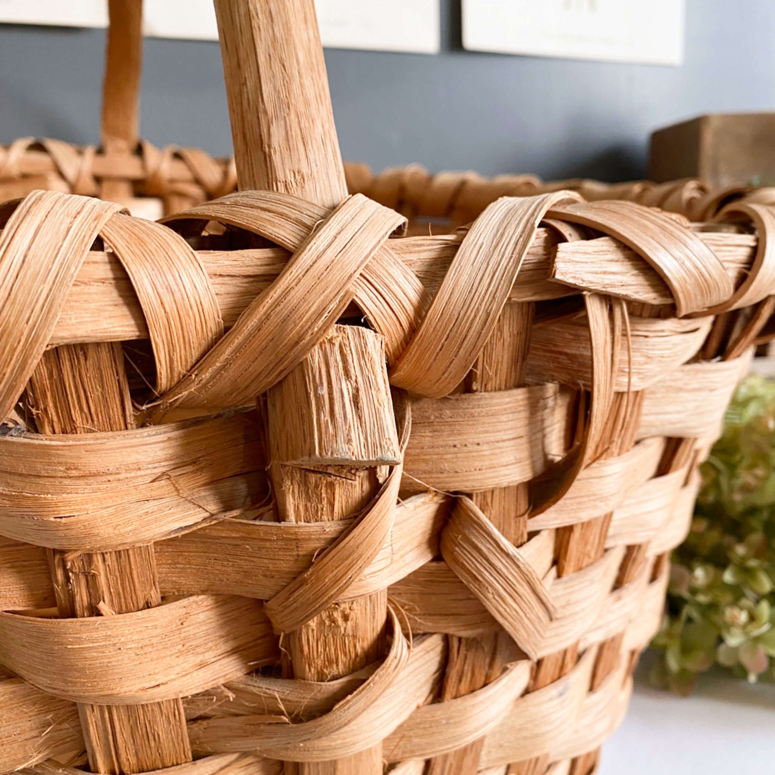 Primitive Handmade Split Oak Gathering Basket - 17x14 – In The Vintage ...