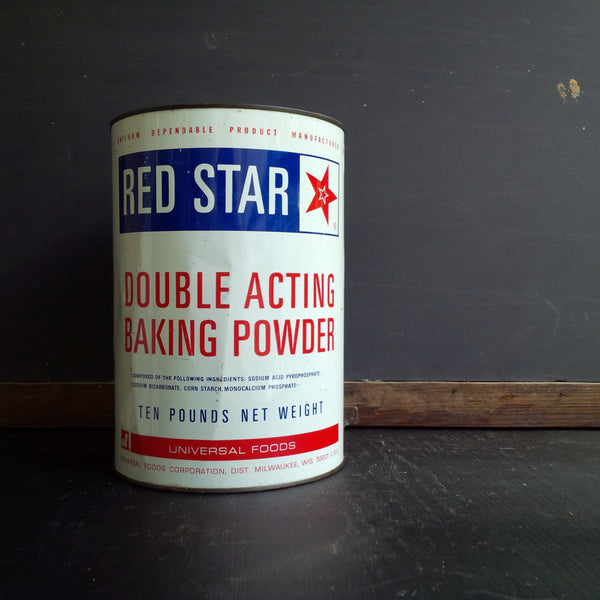 Vintage Red Star Baking Powder Tin - 10lbs - 1960's Universal Foods Co ...