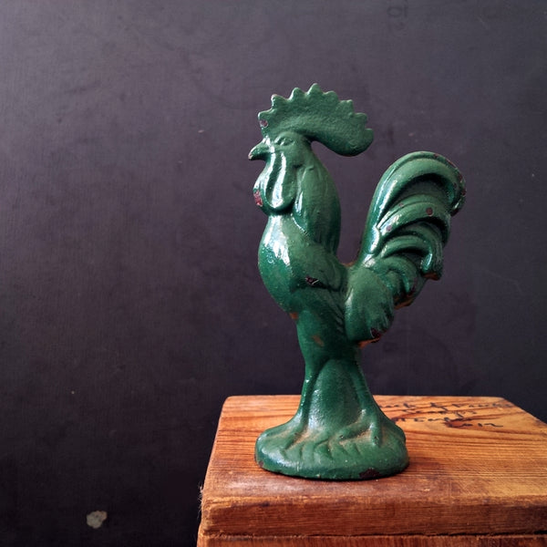 Miniature Cast Iron Rooster - Vintage Green -- Chippy Kitchen Decor ...