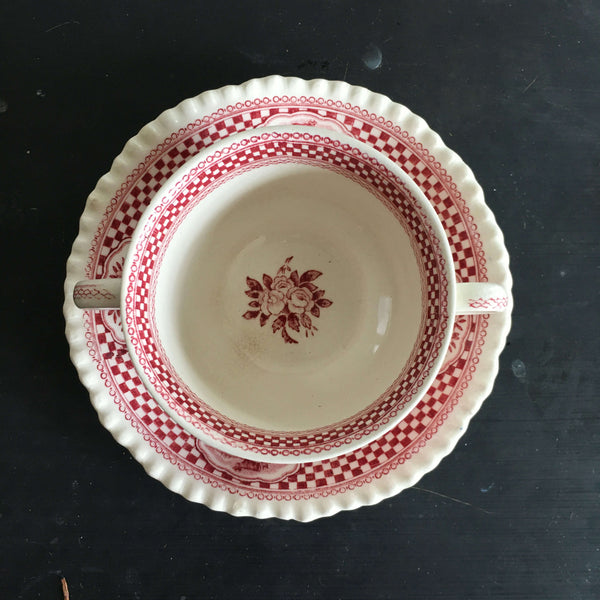 Antique W. Adams Ironstone Bouillon Soup Cup and Saucer - Old English ...