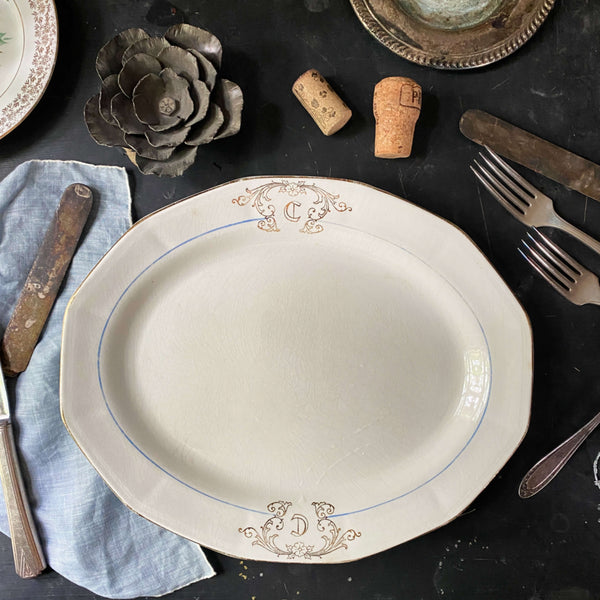 Vintage Monogrammed Platter with the Letter C - Socialite Pattern by t ...