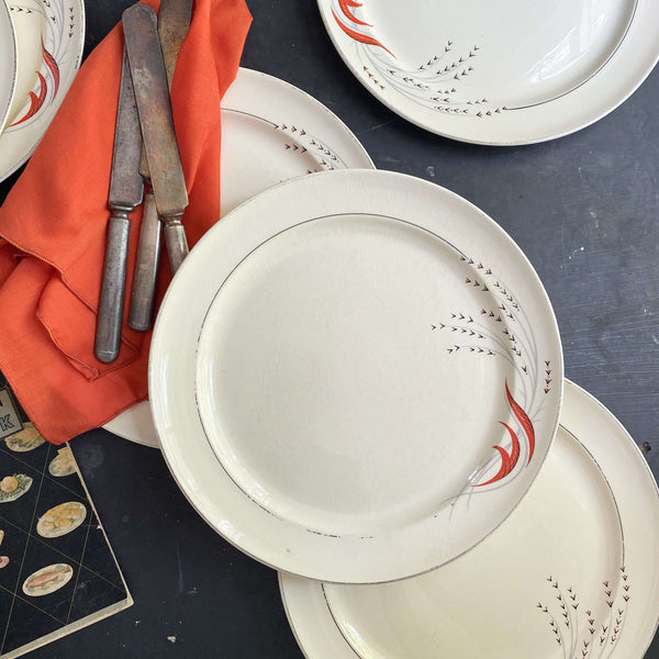 Vintage 1930s Red Wheat Dinner Plates designed by J. Palin Thorley - T ...