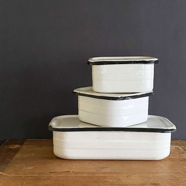 Vntage Enamelware Storage Containers with Lids circa 1920s - Each Sold ...