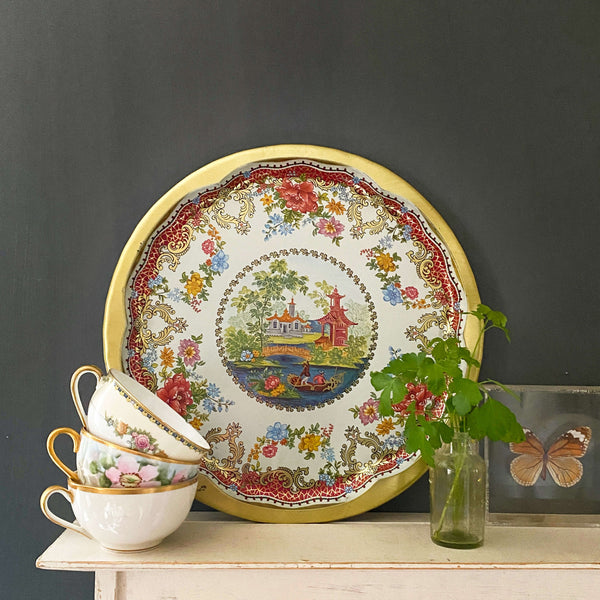 Vintage Daher Tray with Asian Pagoda Scene – In The Vintage Kitchen Shop