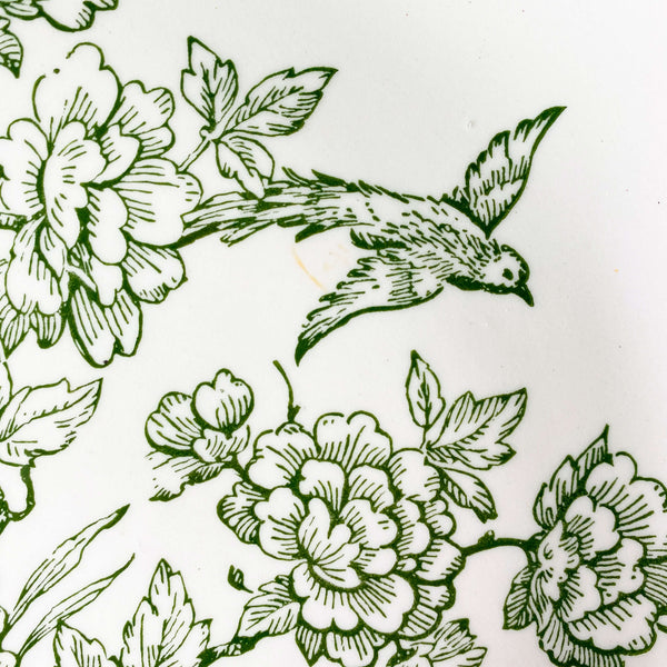 Vintage Royal China Chop Plate - Green Floral Bird Pattern circa 1954 ...