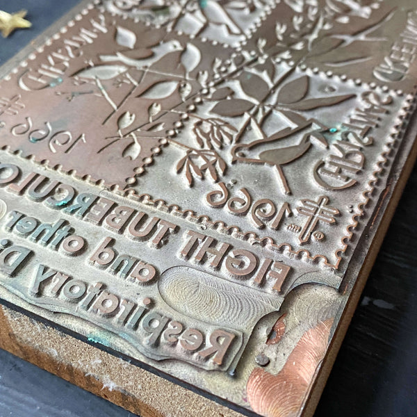 Vintage 1960s Letterpress Advertisement Stamp - Christmas Seals Fight ...
