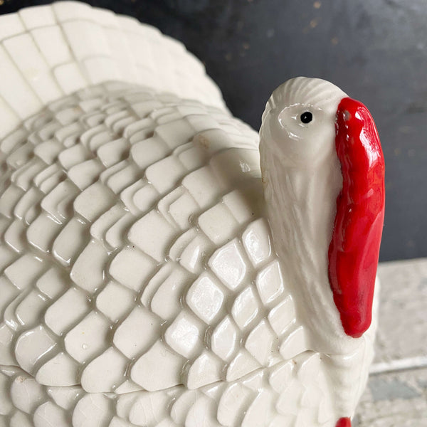 Vintage White Ceramic Turkey Bird Candy Dish Covered Dish – In The ...