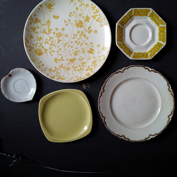 The Champagne Collection - Golden Yellow Mismatched China Plate Set ...